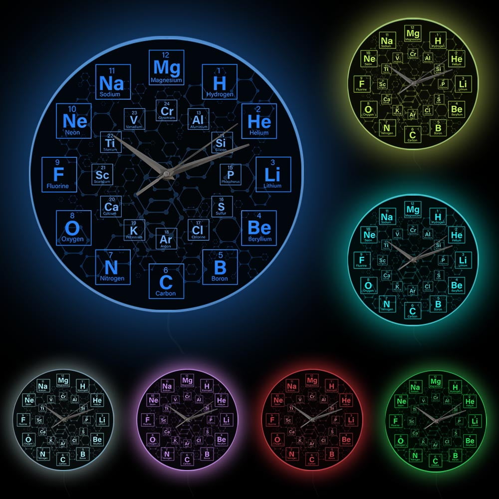 Periodic Table of the Elements Chemical Symbols Wall Clock Science Wall ...