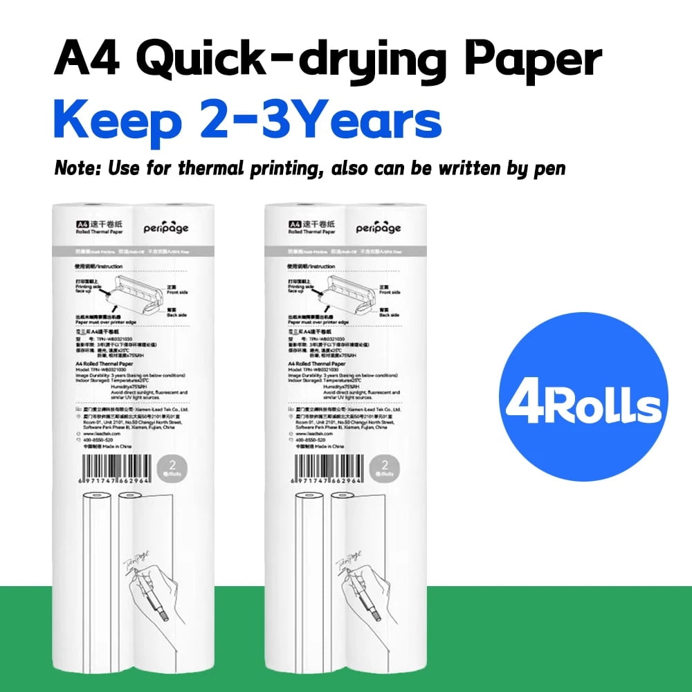 Peripage A4 Thermal Paper Roll Folded For A40 Printer Printing Quick ...