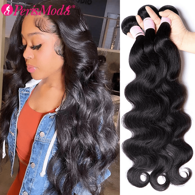 PerisModa Body Wave Bundles Human Hair Brazilian Weaving Natural Black 3 4 Bundles Deal Virgin Hair 30 Inch Raw Hair Extensions Walmart