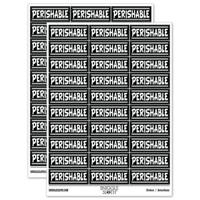 Perishable Food Mail Shipment Sticker Set - Black - Matte Finish - 1.75 ...