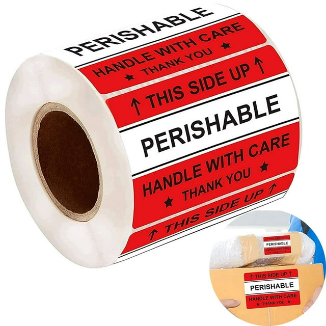 Perishable Warning Shipping Labels 2x3inch 250Pcs Red Handle with Care ...