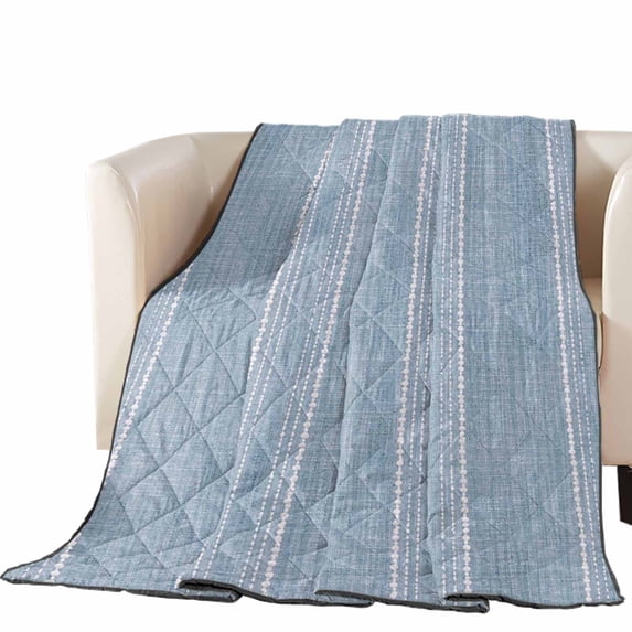 Periwinkle Blue Striped Quilted Comforters Cooling Blanket Oversized ...