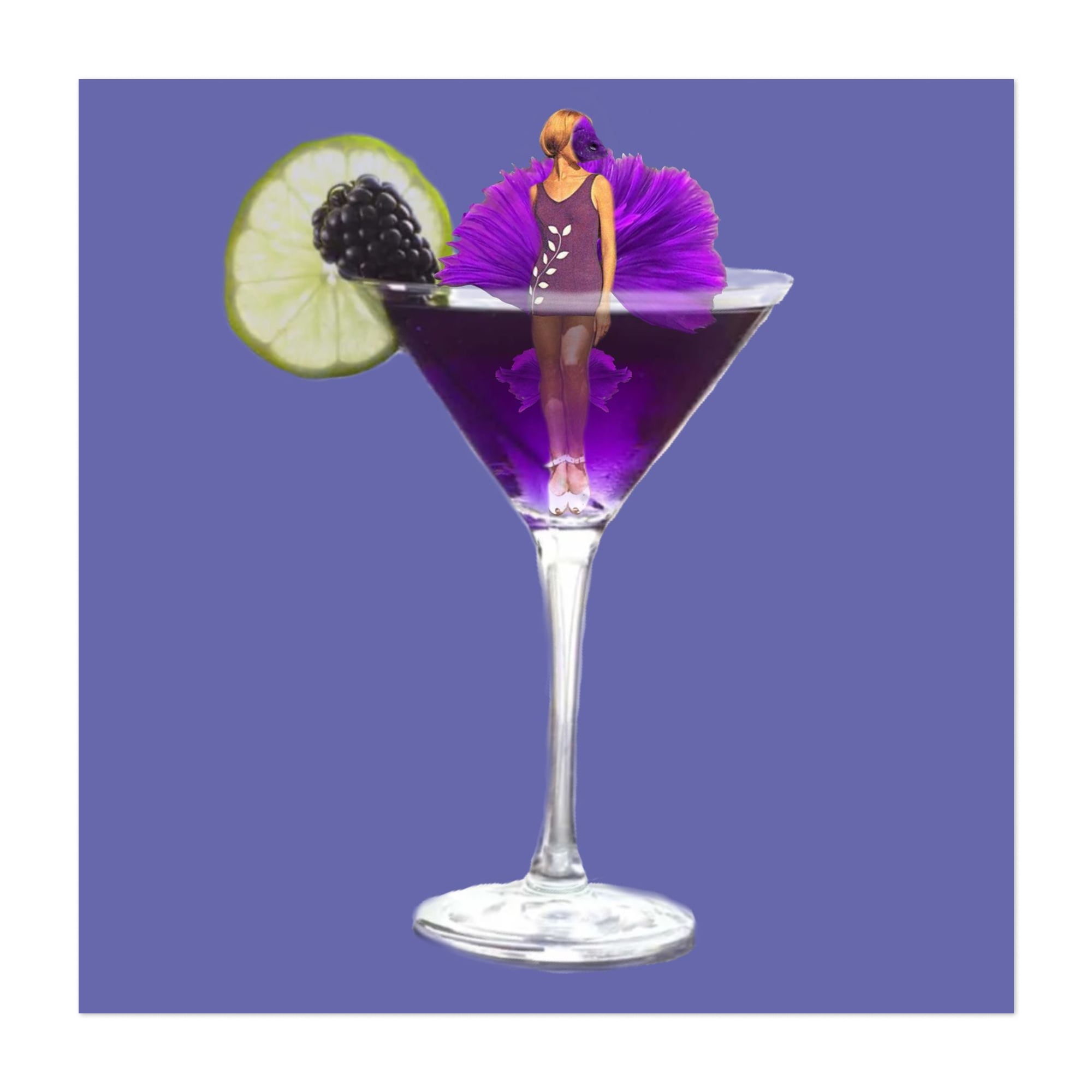Periwinkle Fish Lady - Collage Surrealism Cocktail Fashion Modern Art ...