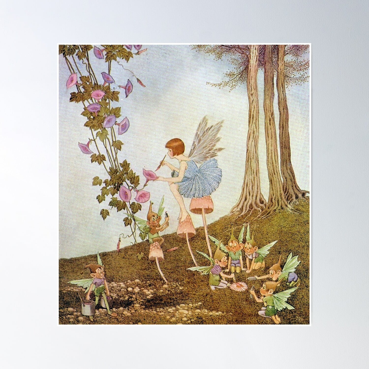 Periwinkle Painting The Petals - Ida Rentoul Outhwaite Poster Wall Art ...