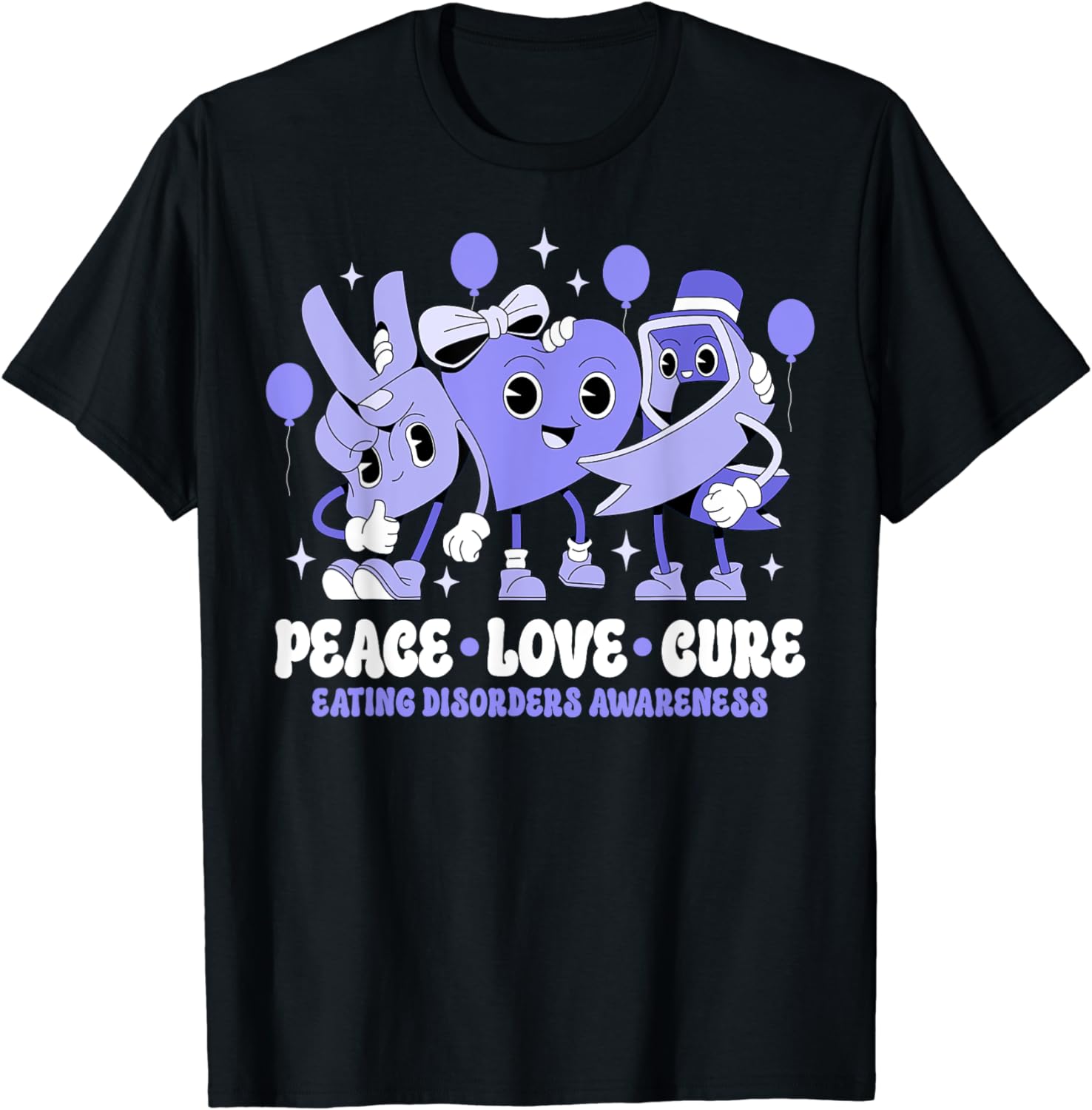Periwinkle Ribbon Survivor Groovy Eating Disorders Awareness T-Shirt ...