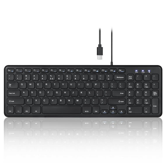 Perixx PERIBOARD-213C Wired Silent USB-C Scissor Keyboard - 14.45x4 ...