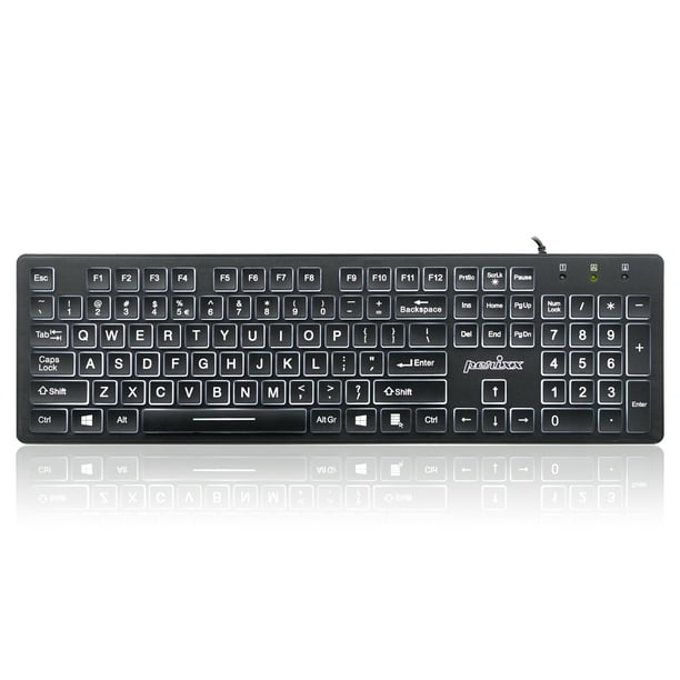 Perixx PERIBOARD-317 Wired Backlit USB Keyboard - Large Print Letters ...