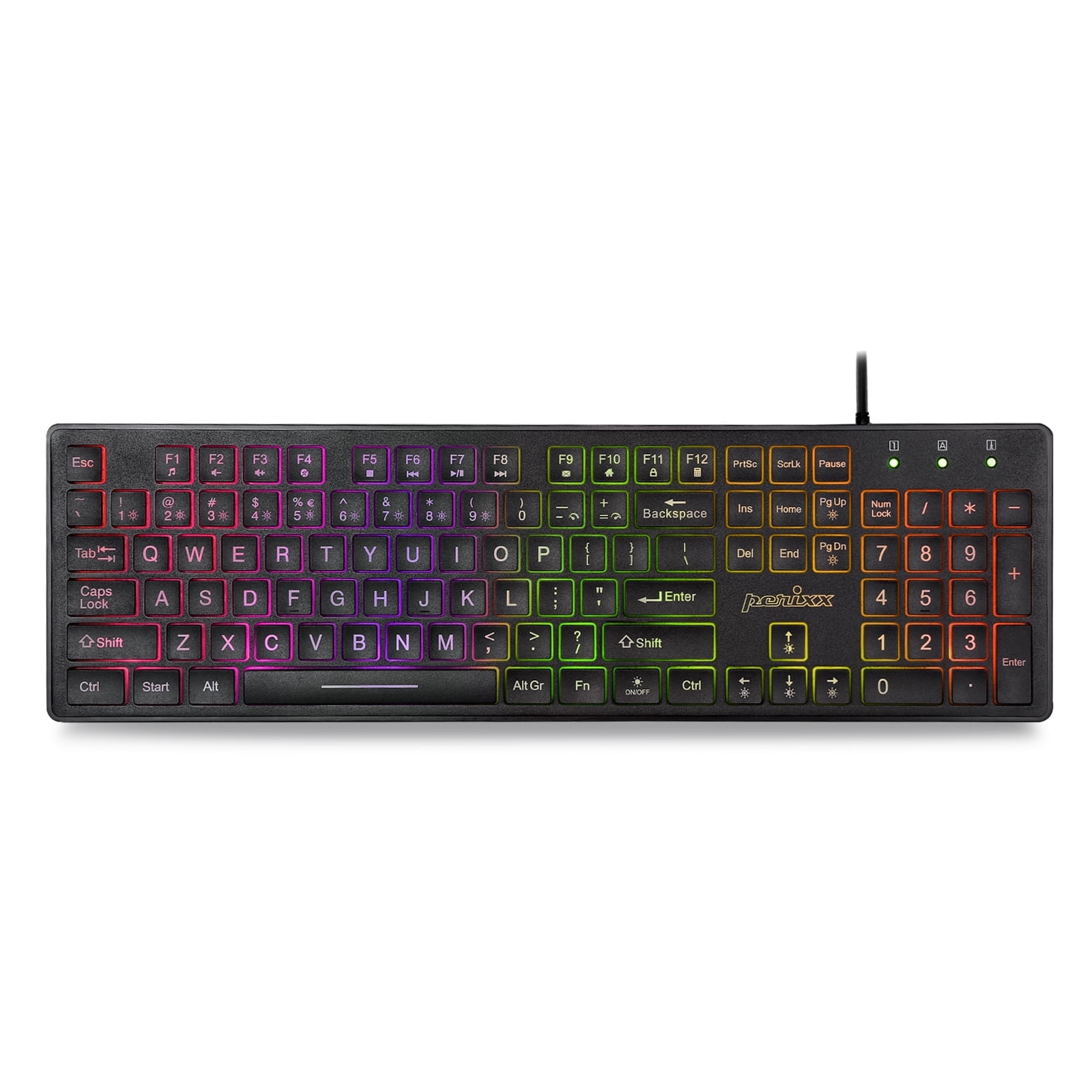 Perixx PERIBOARD-317RGB Wired Backlit USB Keyboard - Big Print Letter ...