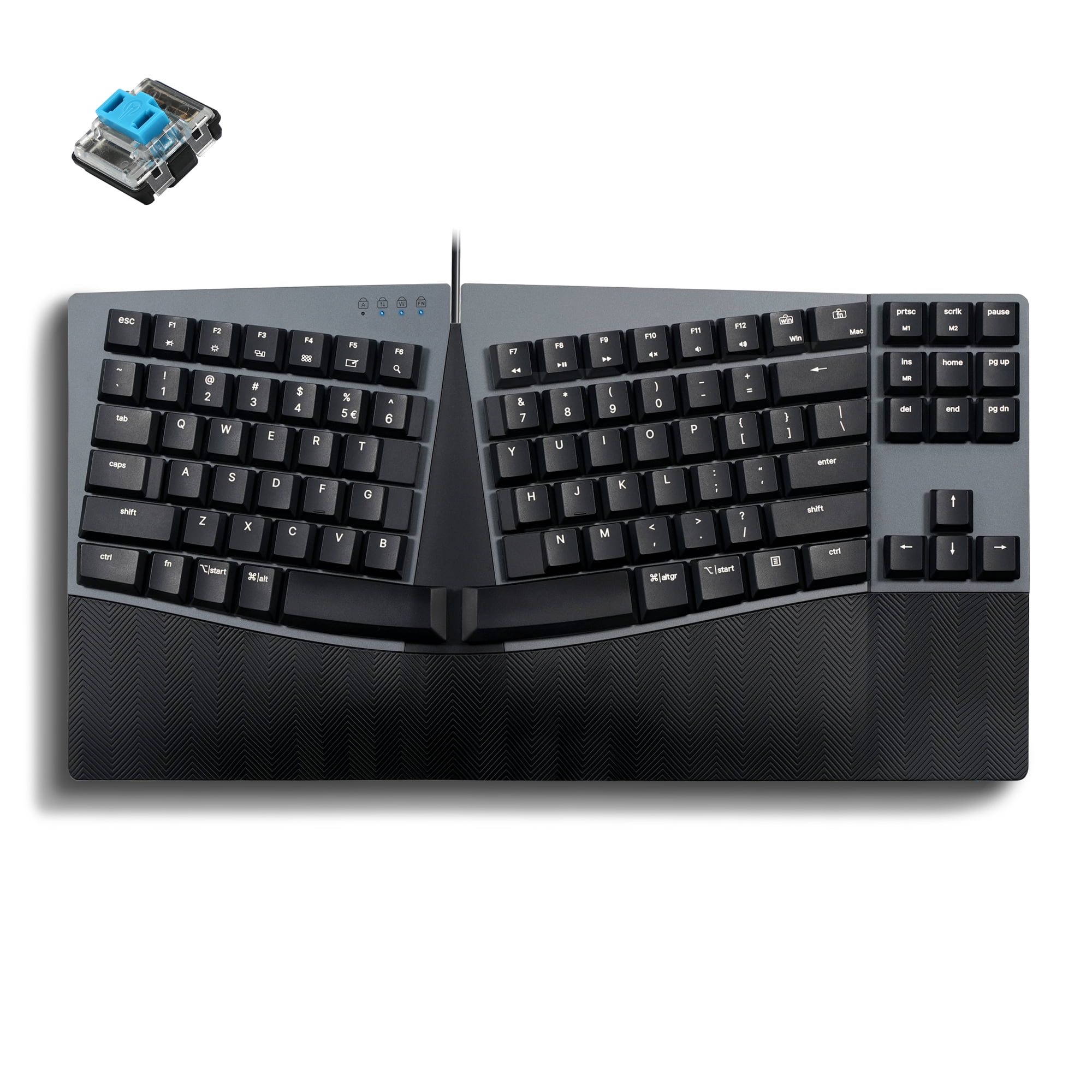 Perixx PERIBOARD-335BL Wired Ergonomic Mechanical Compact Keyboard ...