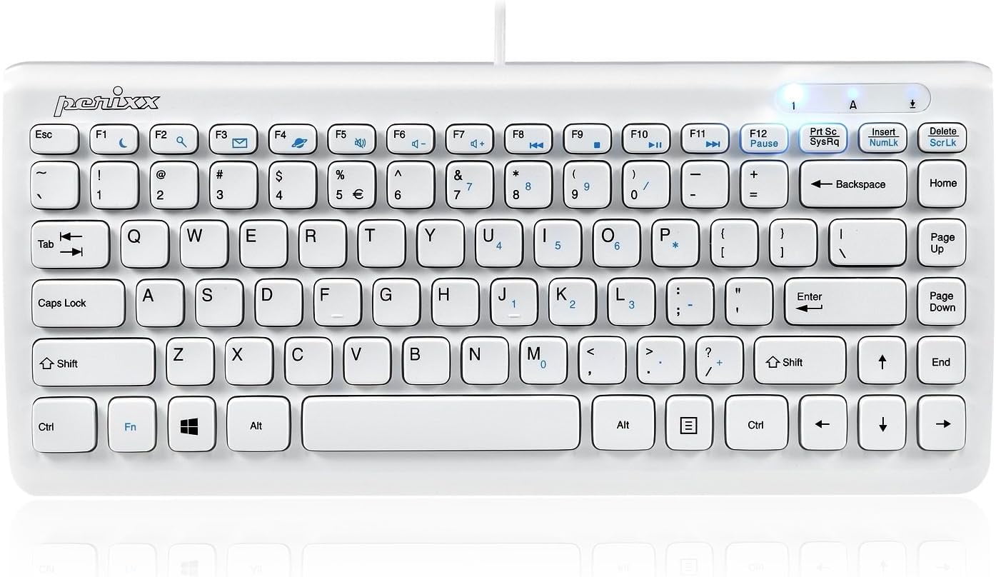Perixx PERIBOARD-407W US, Wired USB Mini Keyboard with 11 Hot Keys ...