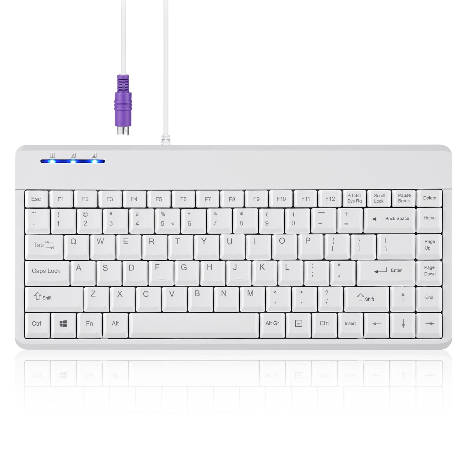 Perixx PERIBOARD-409PW Wired PS2 Mini Keyboard - 12.36x5.75x0.79 inches ...
