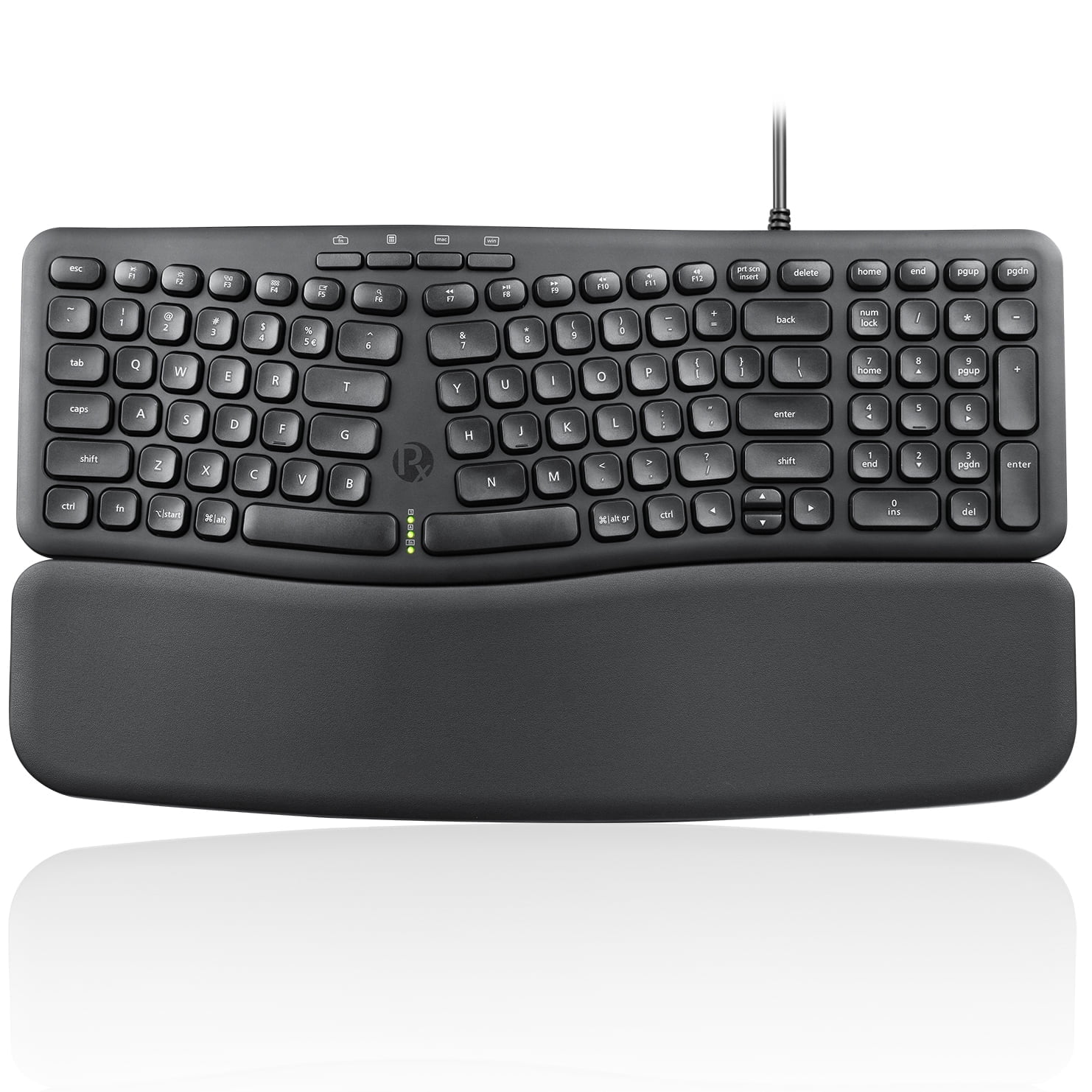 Perixx PERIBOARD-536B Ergonomic Compact Wired USB Keyboard, Built-in Number Pad, Detachable ...