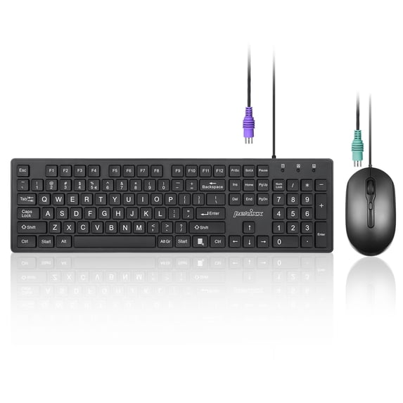 Perixx PERIDUO-117P Wired PS2 Keyboard and Mouse Combo, Full-Size, 5 ...