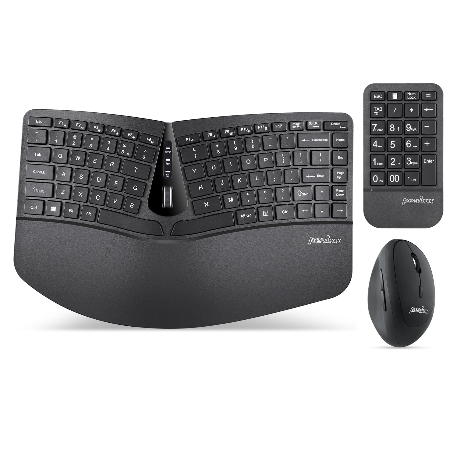 Perixx PERIDUO-606A, 3-in-1 Wireless Compact Ergonomic Keyboard with ...