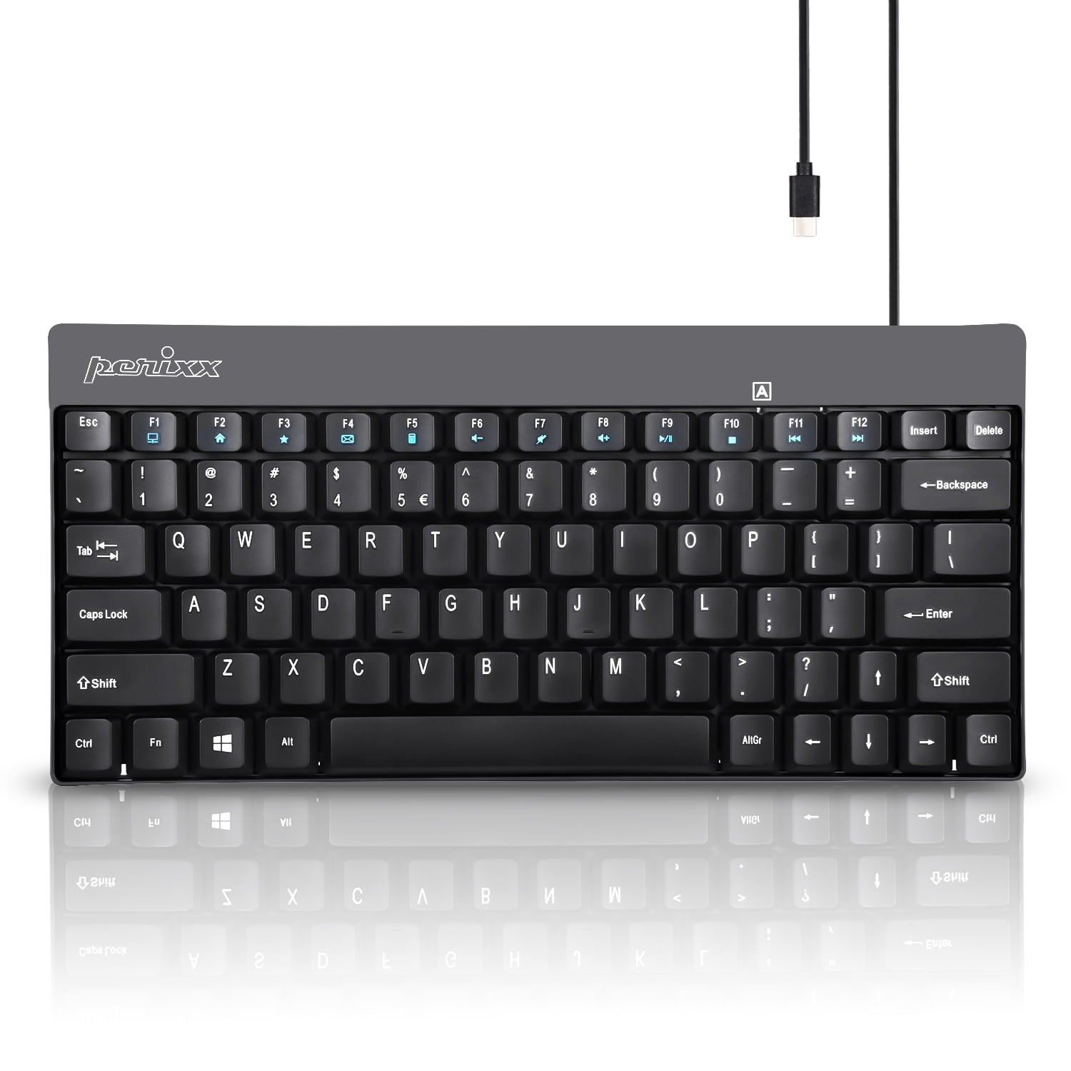 Perixx Periboard-422 Wired USB-C Mini Computer Keyboard, Black, Us ...