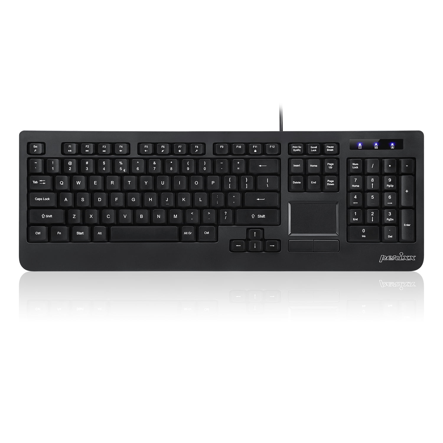 Perixx PERIBOARD-513 Wired USB Keyboard with Touchpad, Full Size Layout ...