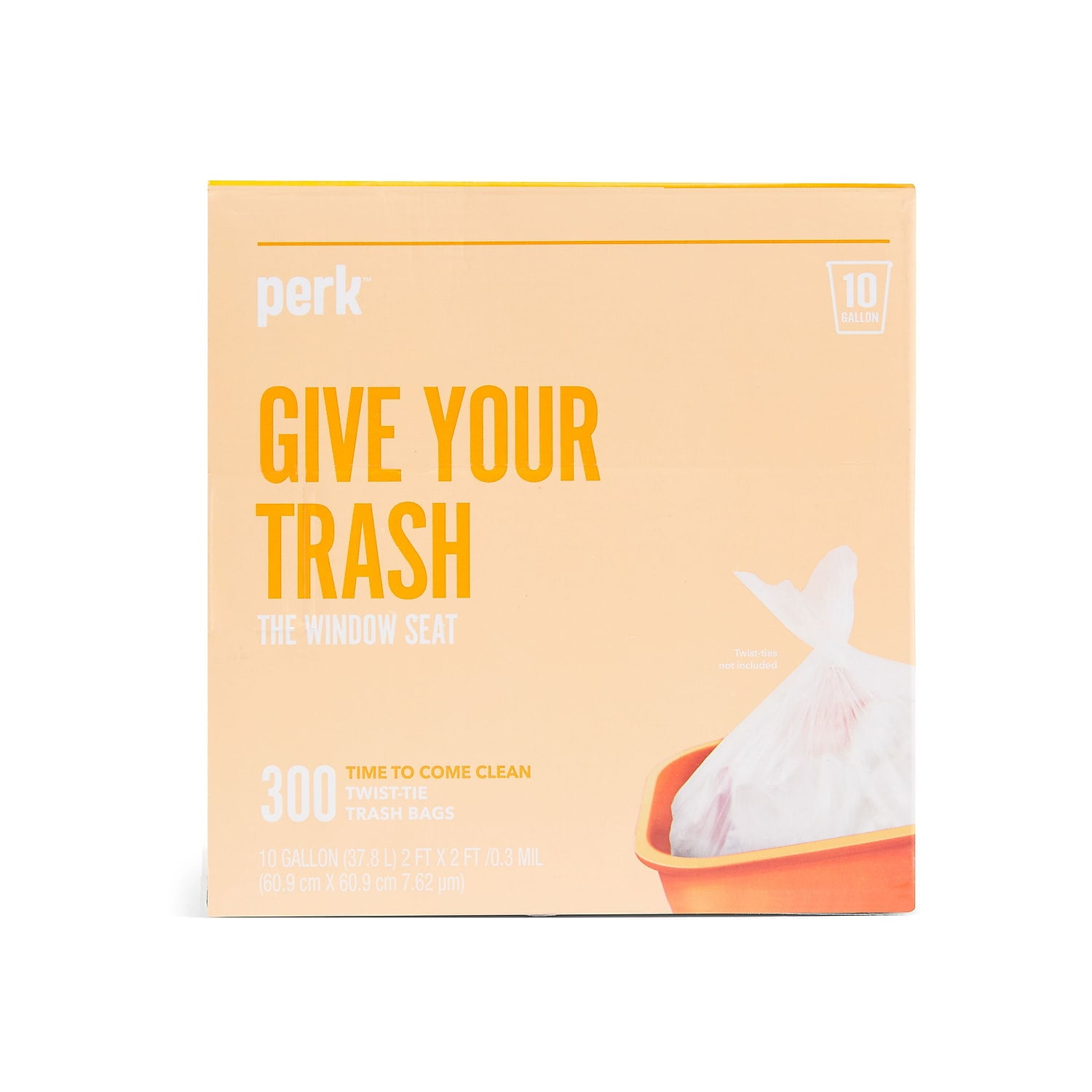 Staples Perk 10 Gallon Kitchen Trash Bag 24" x 24" High Density 0.36 ...