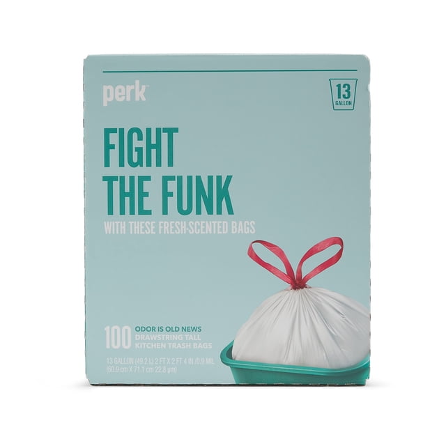 Perk 13 Gallon Kitchen Trash Bag Low Density 0.9 Mil White PK56751 ...