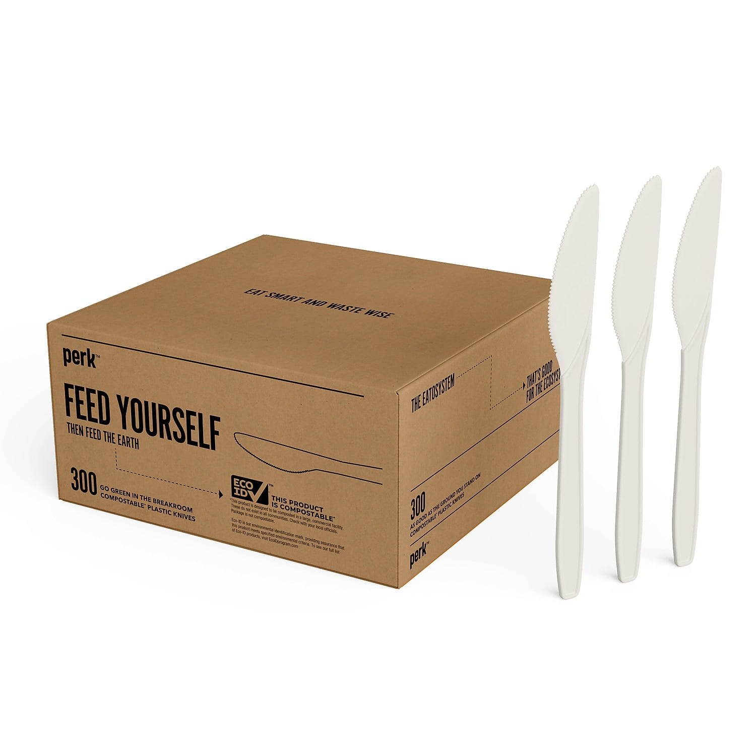 Perk Compostable PLA Knife Medium-Weight White 600/Carton PK56199VS ...
