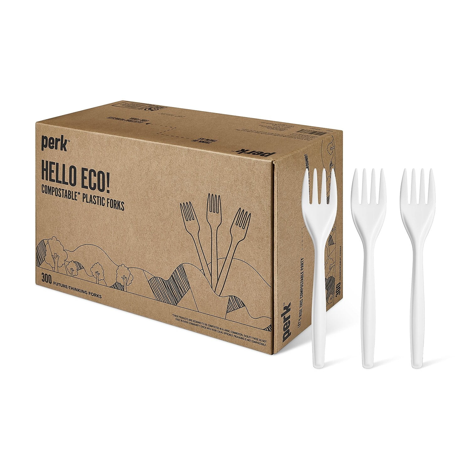 Perk Compostable Plastic Fork Medium-Weight White PK56201 - Walmart.com