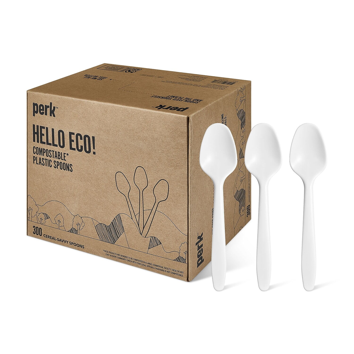 Perk Compostable Plastic Spoon Medium-Weight White PK56203 - Walmart.com