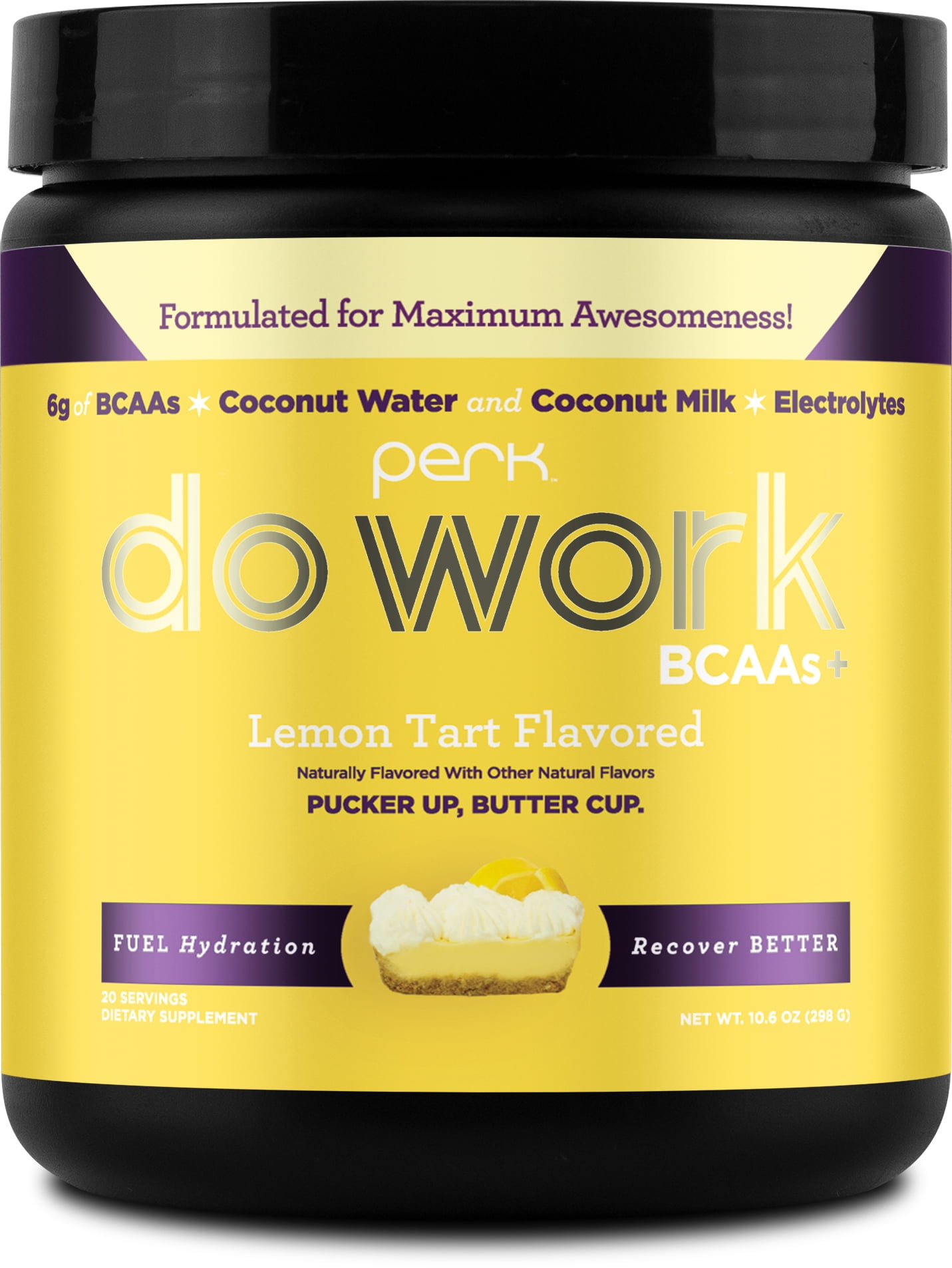 Perk Do Work BCAAs + Hydration Electrolytes Powder (Lemon Tart Flavored ...