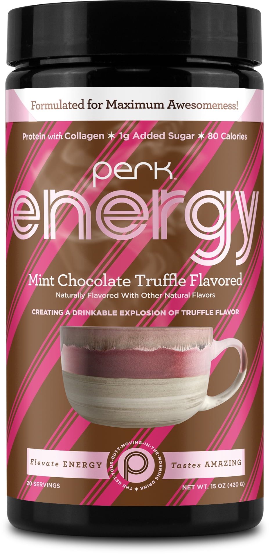 Perk Energy Original Mint Chocolate Truffle Flavored Drink Powder (20 ...