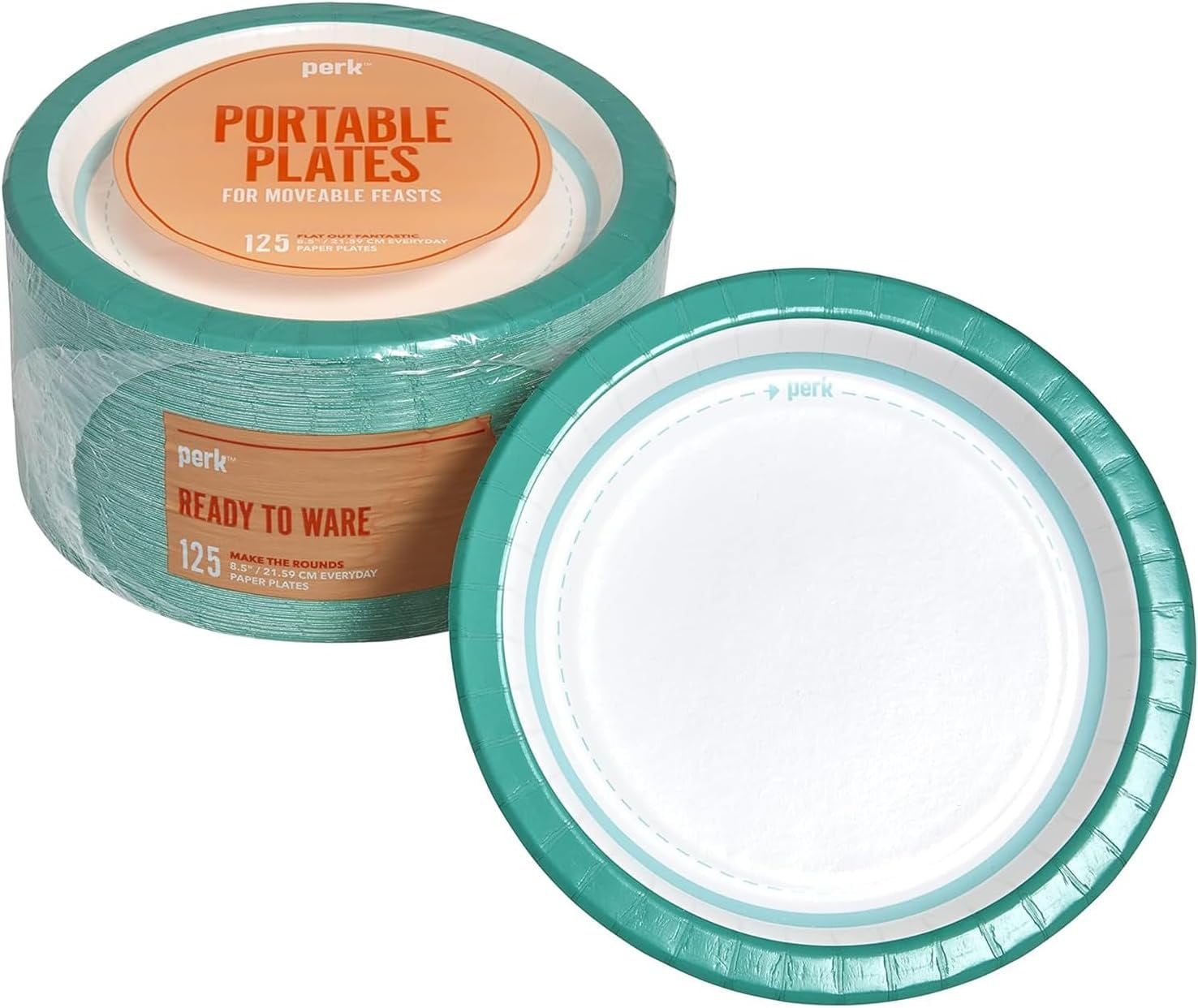 Perk Medium-Weight Paper Plates, 8.5-inch Diameter, Microwave-Safe ...