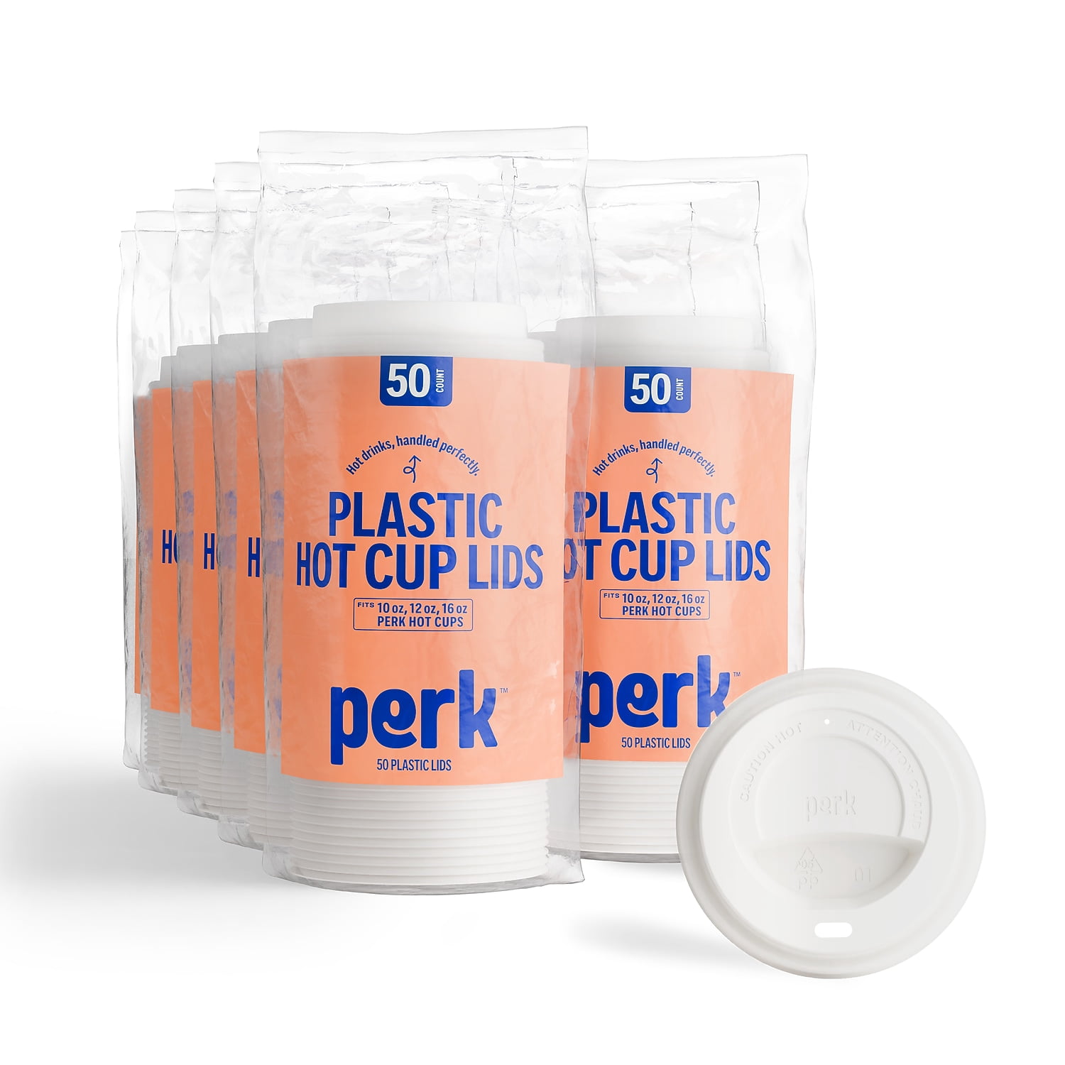Perk Disposable Plastic Coffee Cup Lids, 10/12/16 Oz, White, PK54369CT ...