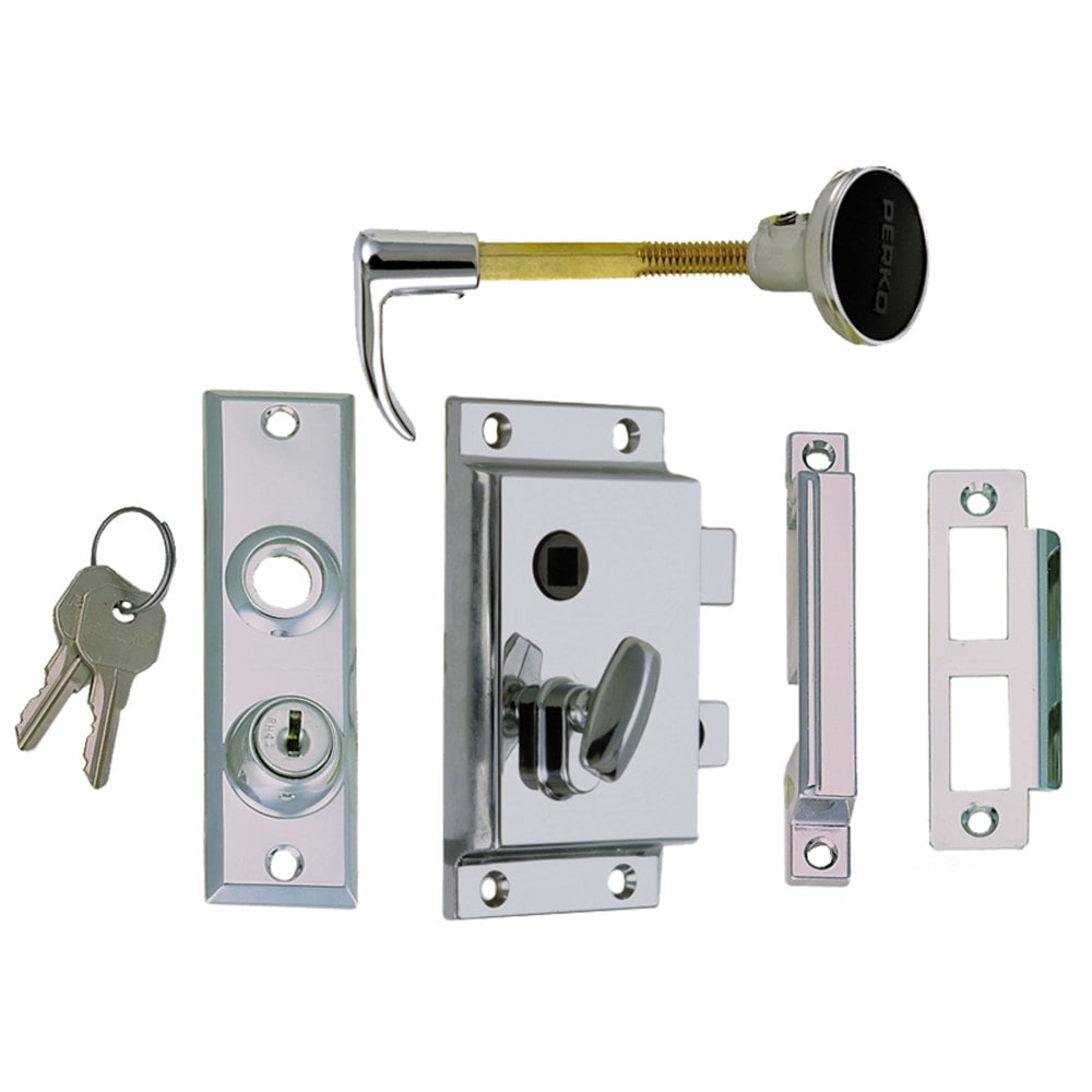 Perko 0919DP0CHR Reverse-Bevel Rim Lock Set with Flush Strike - Walmart.com