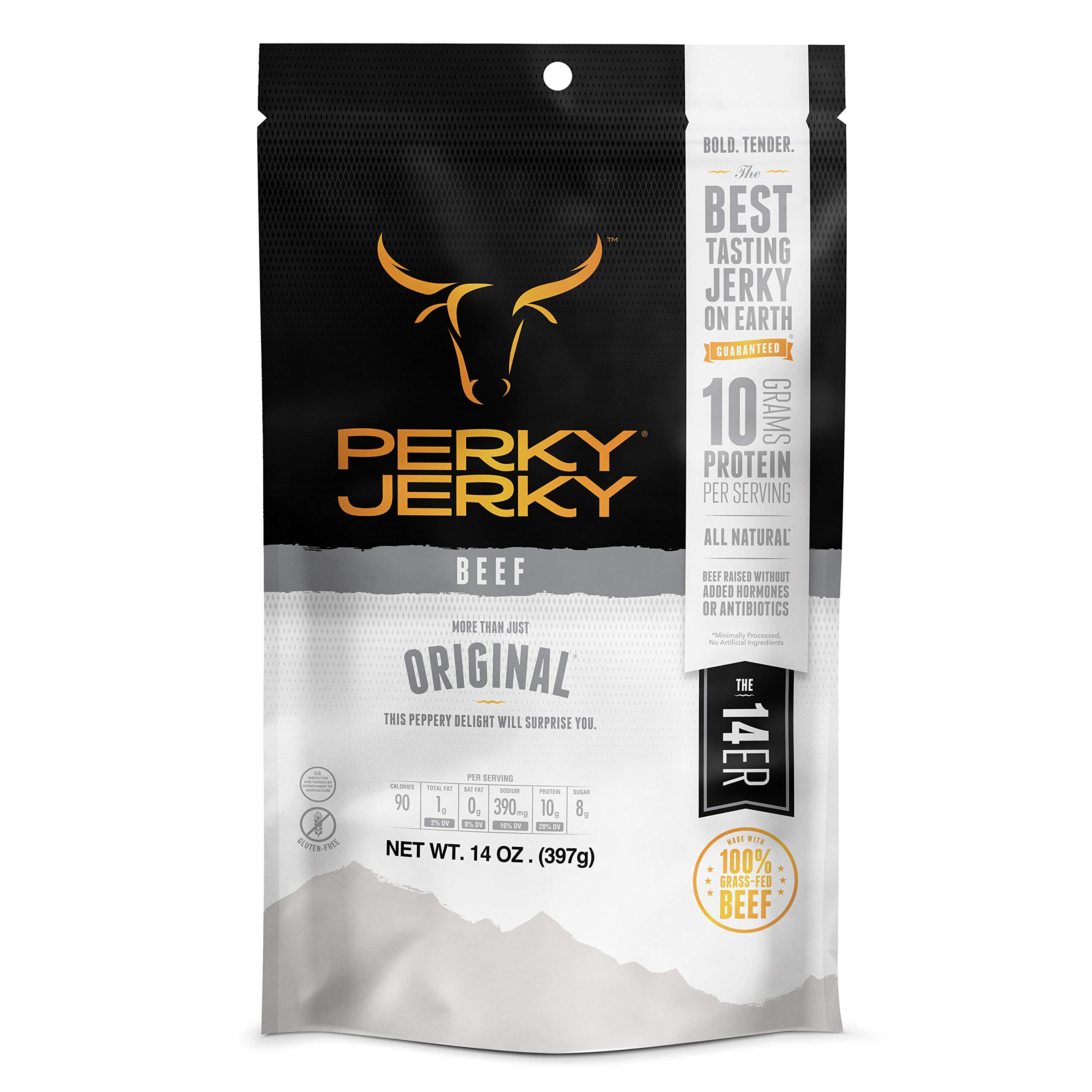 Perky Jerky Original 100% IRF13 Grass Fed Beef Jerky, 14oz - Antibiotic ...
