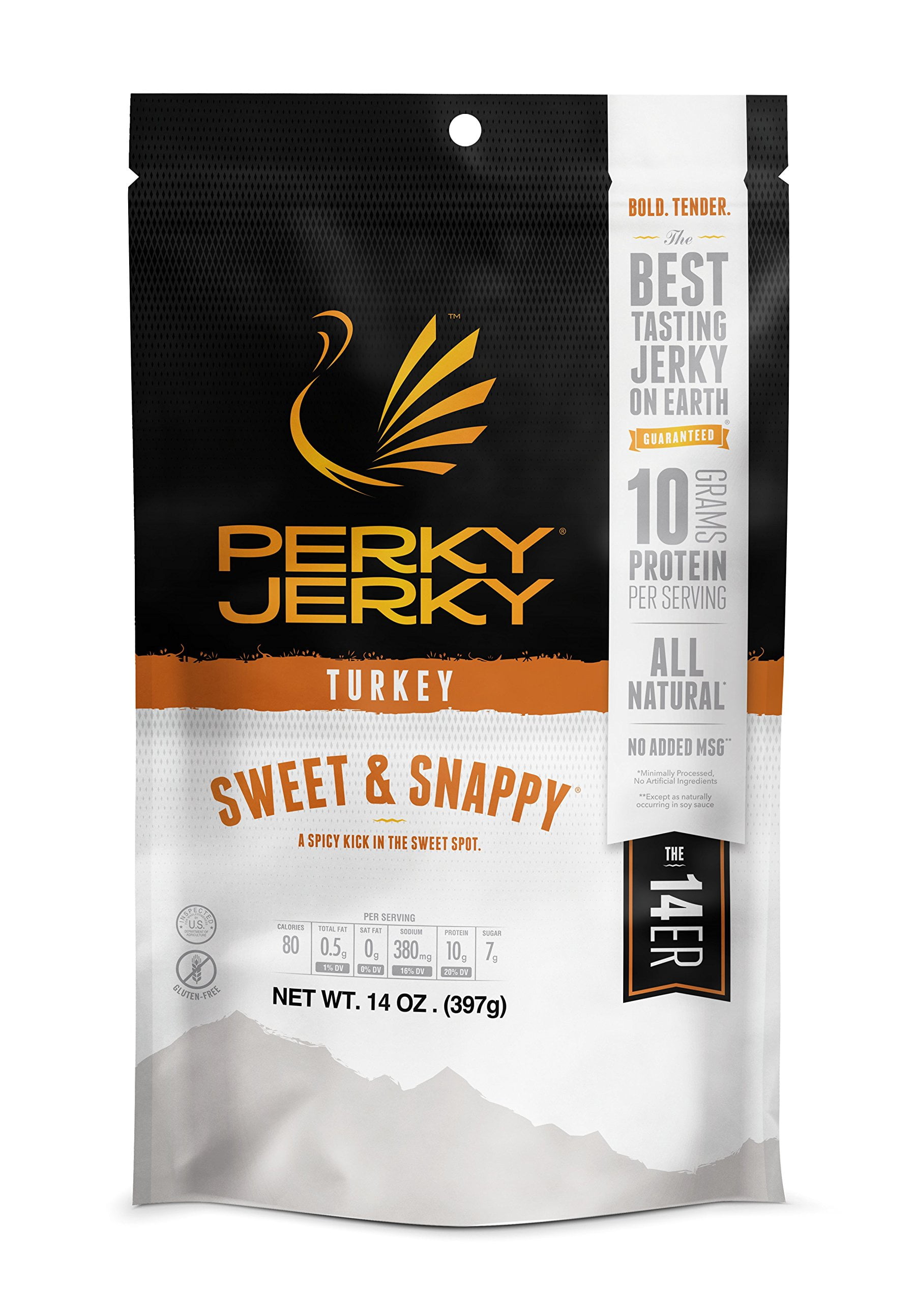 Perky Jerky Sweet and AIF9 Snappy Turkey Jerky, 14oz - Low Sodium - 10g ...