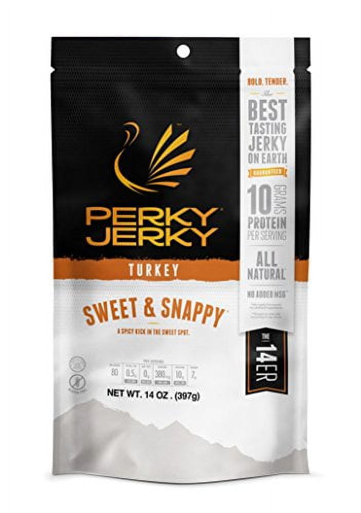 Perky Jerky Sweet and OIF8 Snappy Turkey Jerky, 14oz - Low Sodium - 10g ...