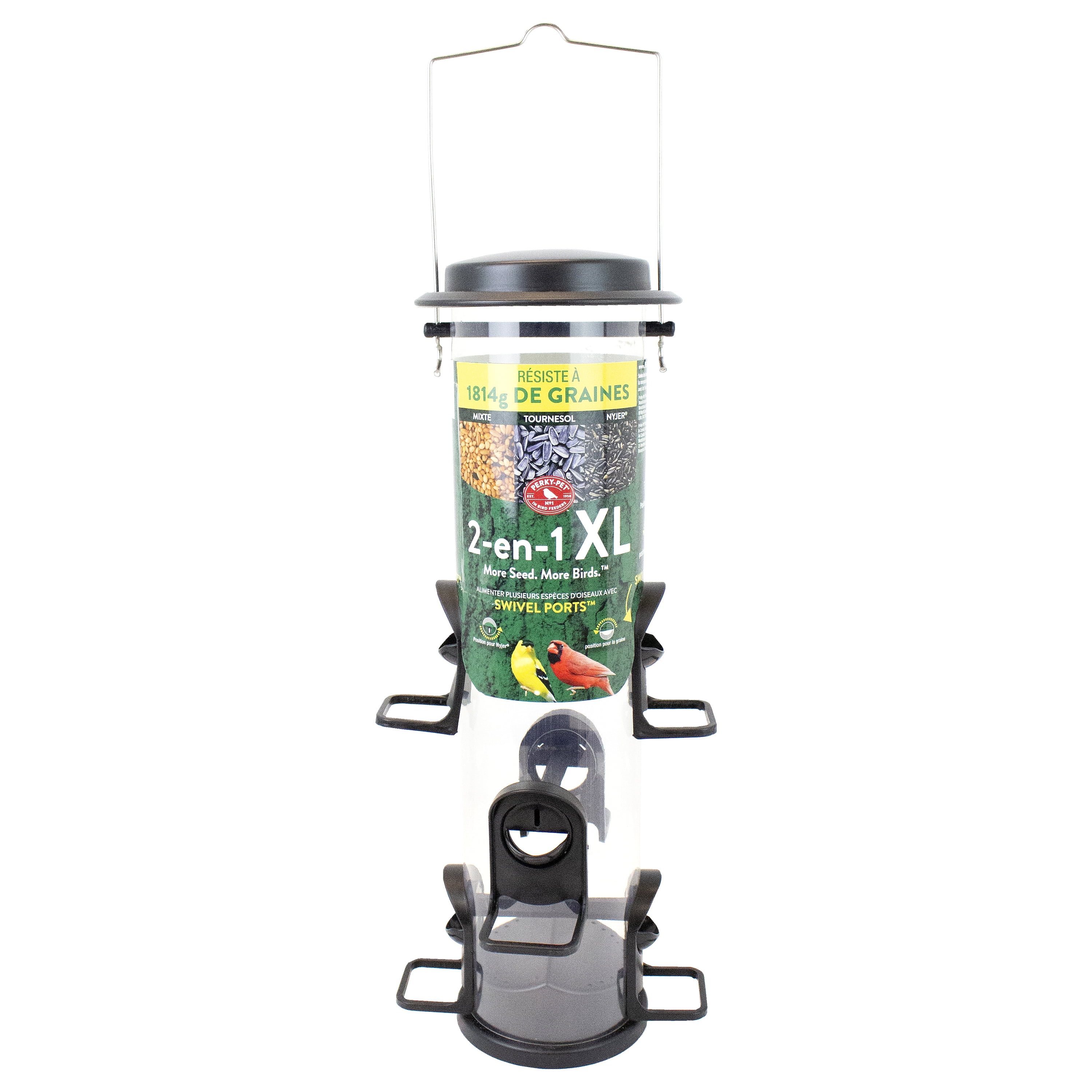 Perky-Pet Black 2-in-1 XL Wild Bird Tube Feeder - 4lb Capacity ...
