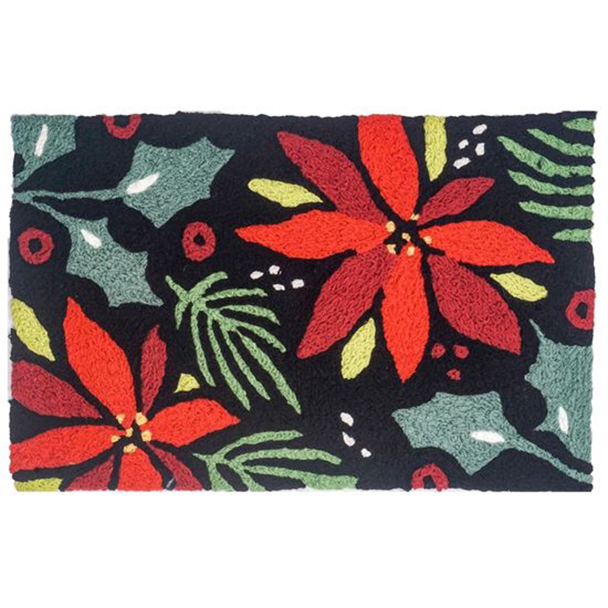 Perky Poinsettias Holiday Machine Washable 20" x 30" Jellybean Accent ...