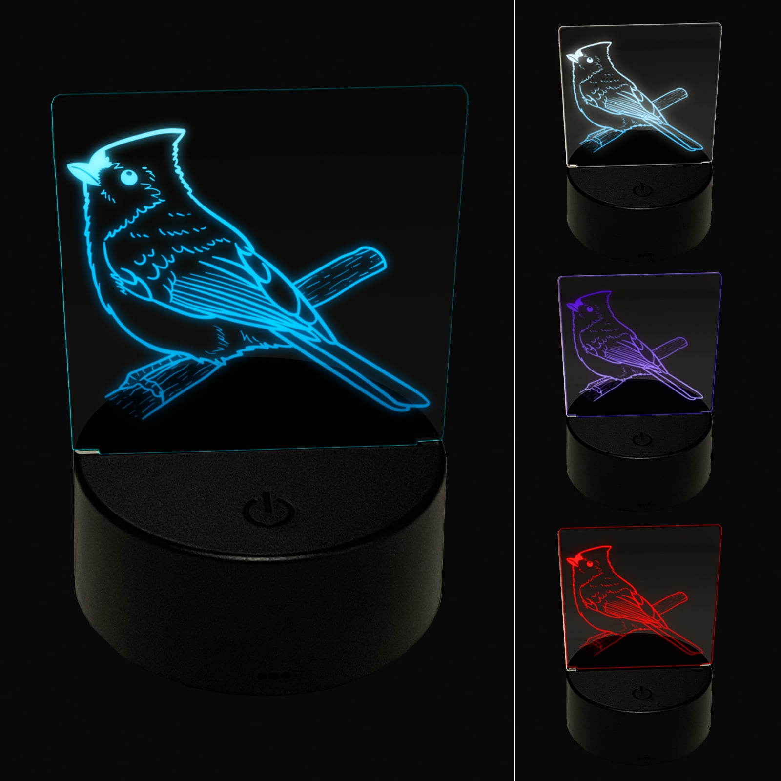 Perky Tufted Titmouse Bird LED Night Light Sign 3D Illusion Desk ...