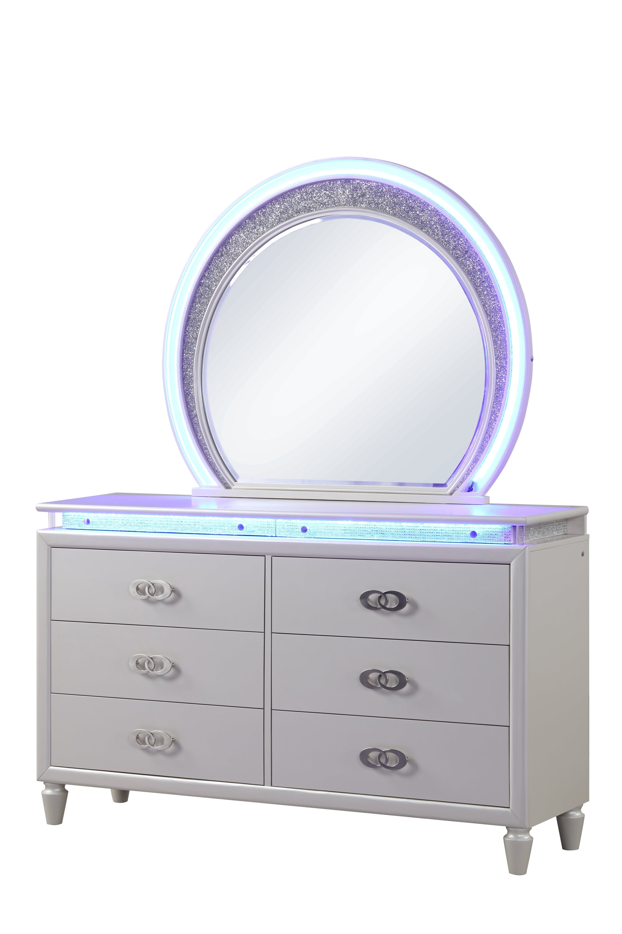 Perla 6 Drawer LED Dresser - White - Walmart.com