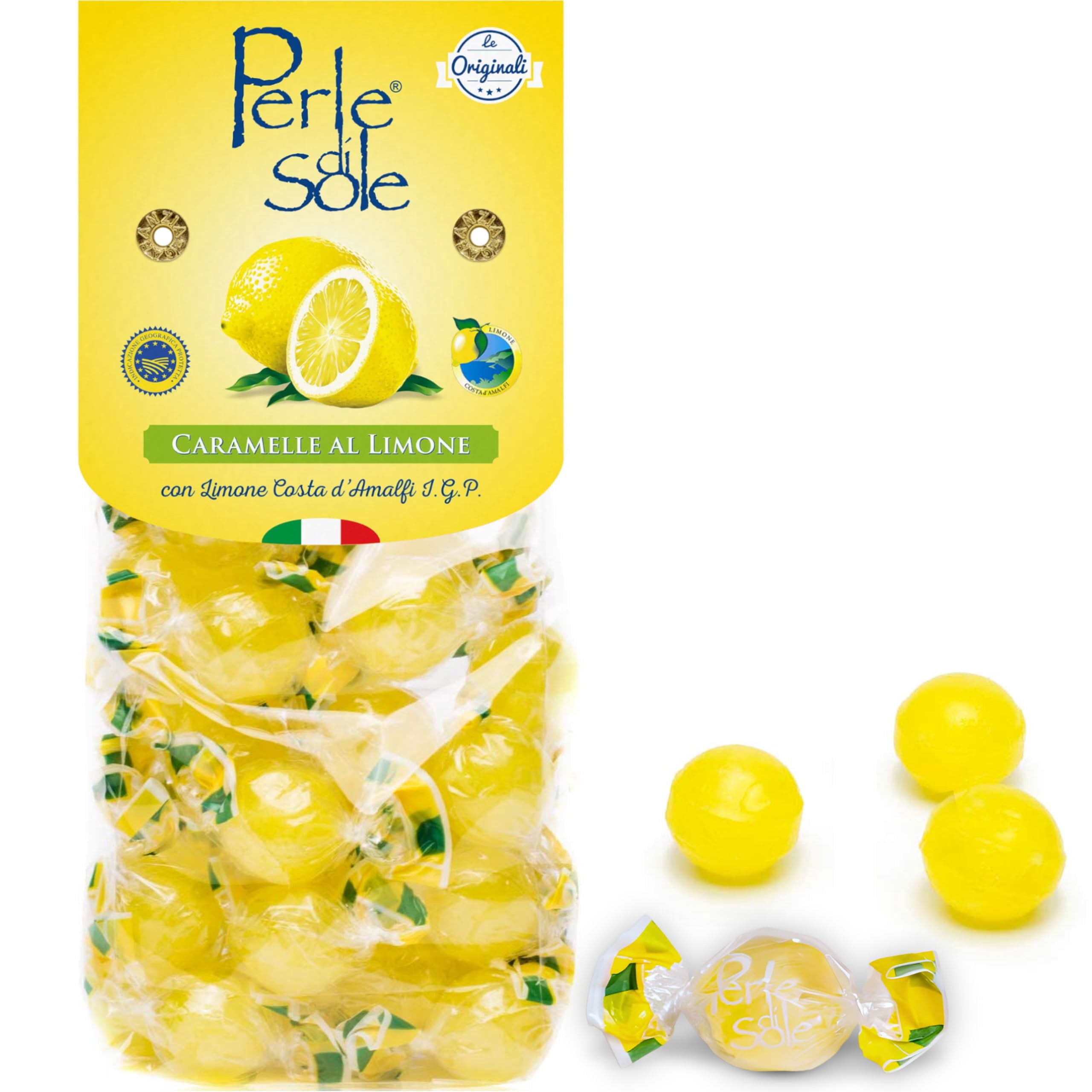 Perle di Sole SCH4 Italian Lemon Drops Hard Candy Individually Wrapped ...