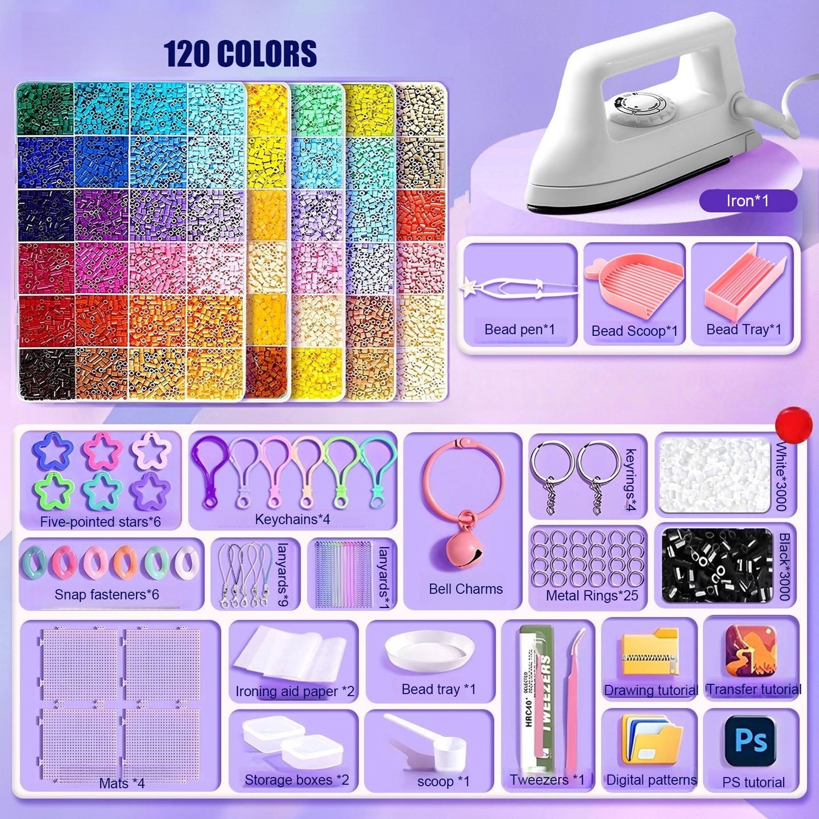 Perler Beads Craft Kit with Iron & Upgrade Tools - Complete DIY Fuse ...