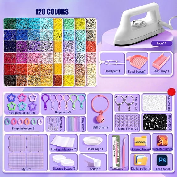 Perler Beads Craft Kit with Iron & Upgrade Tools - Complete DIY Fuse ...