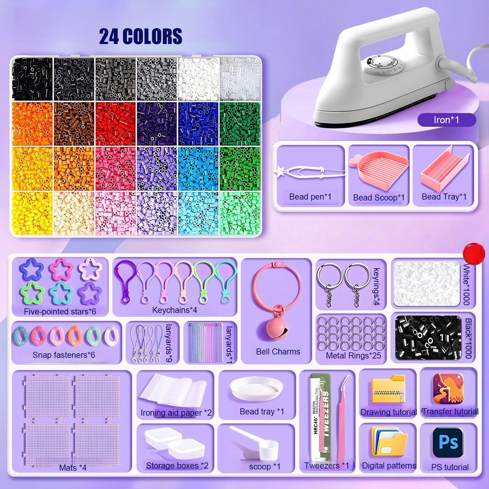 Perler Beads Craft Kit with Iron & Upgrade Tools - Complete DIY Fuse ...