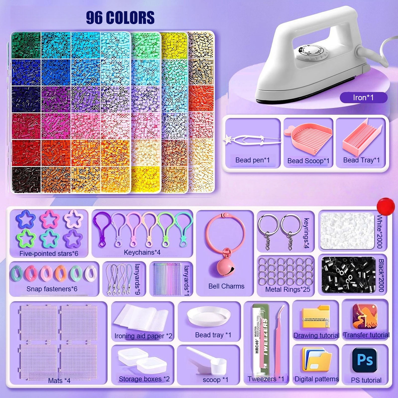 Perler Beads Craft Kit with Iron & Upgrade Tools - Complete DIY Fuse ...