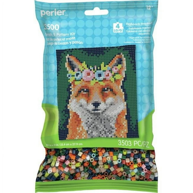 Perler Floral Fox Pattern and Fuse Bead Kit, 10'' x 11'', 3503pc ...