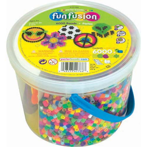 Perler Fun Fusion Bead Bucket, Multi Mix Colors, 6000 Pieces and 5 ...