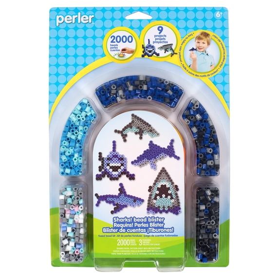 Perler Fuse Bead Kit, Sharks, 9 Projects, Ages 6 and up, 2005 Pieces ...