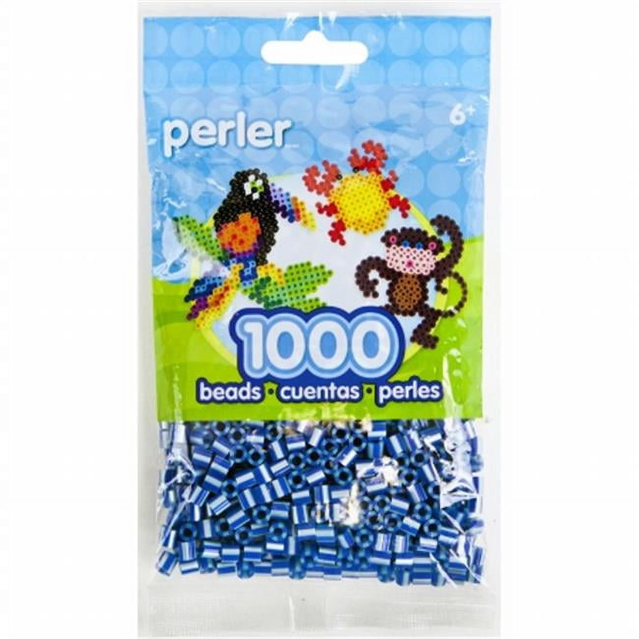 Perler PSBB05-15143 Perler Striped Beads 1000-Pkg-Royal Blue Pearl ...