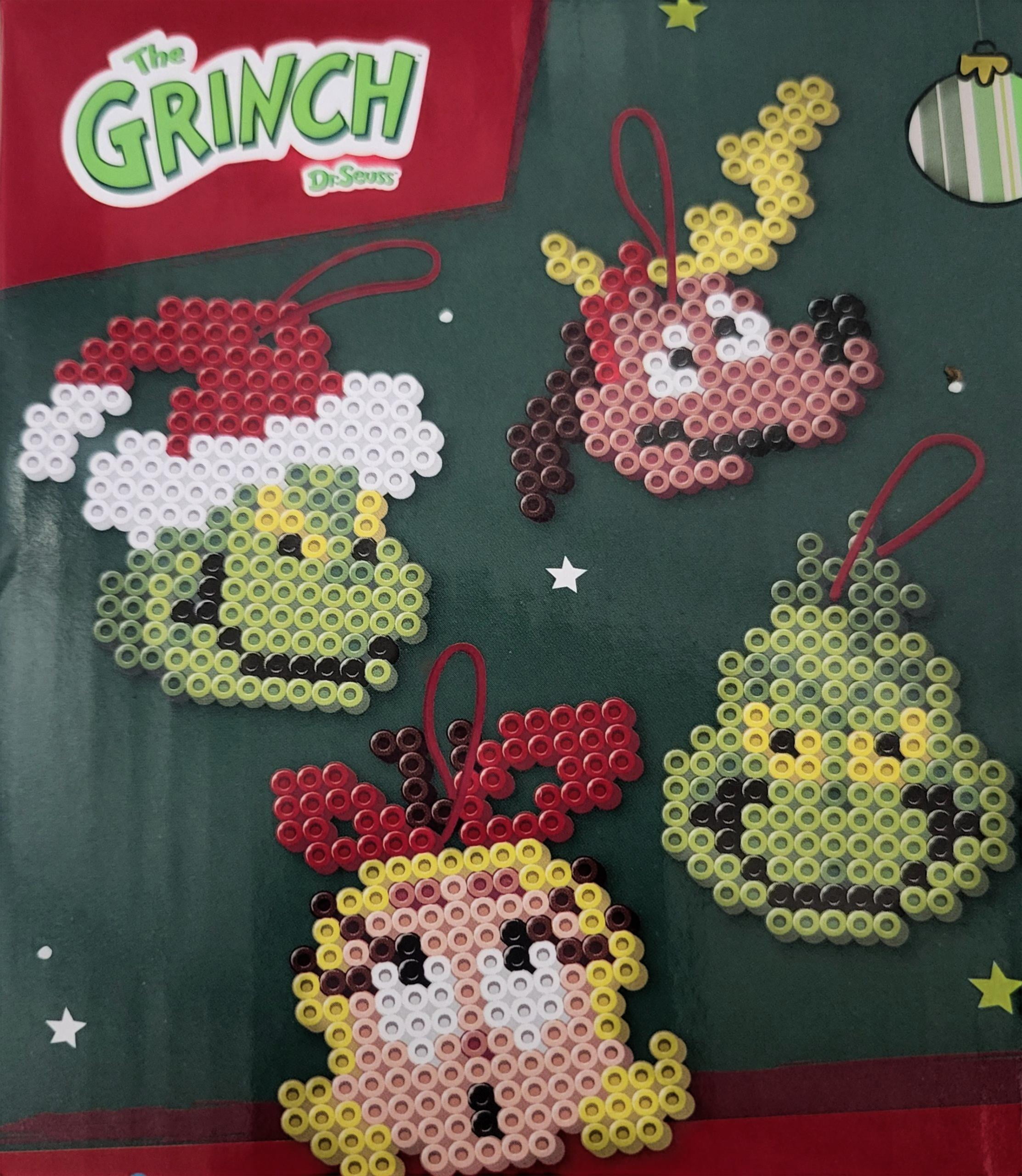 Perler The Grinch 4-Piece Ornament Craft Kit – Holiday Fuse Bead Set ...