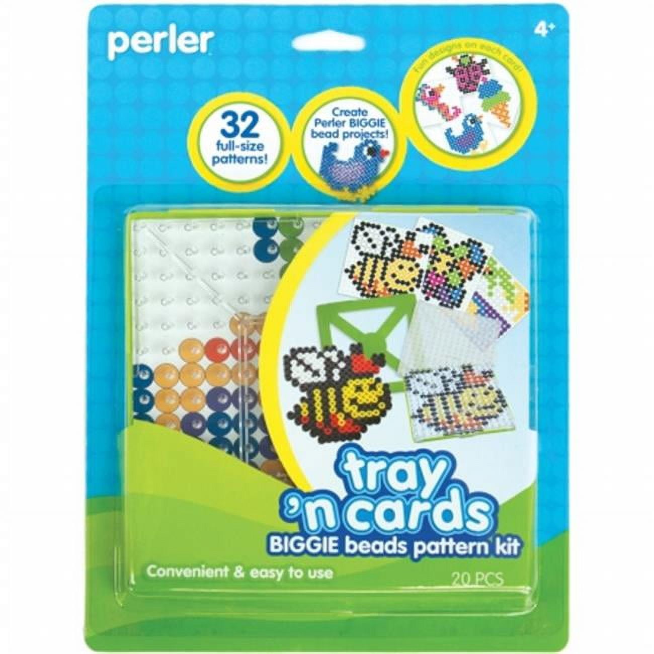 Perler Tray 'n Cards with Pattern Cards, Square Pegboard, 5.875 Inches ...
