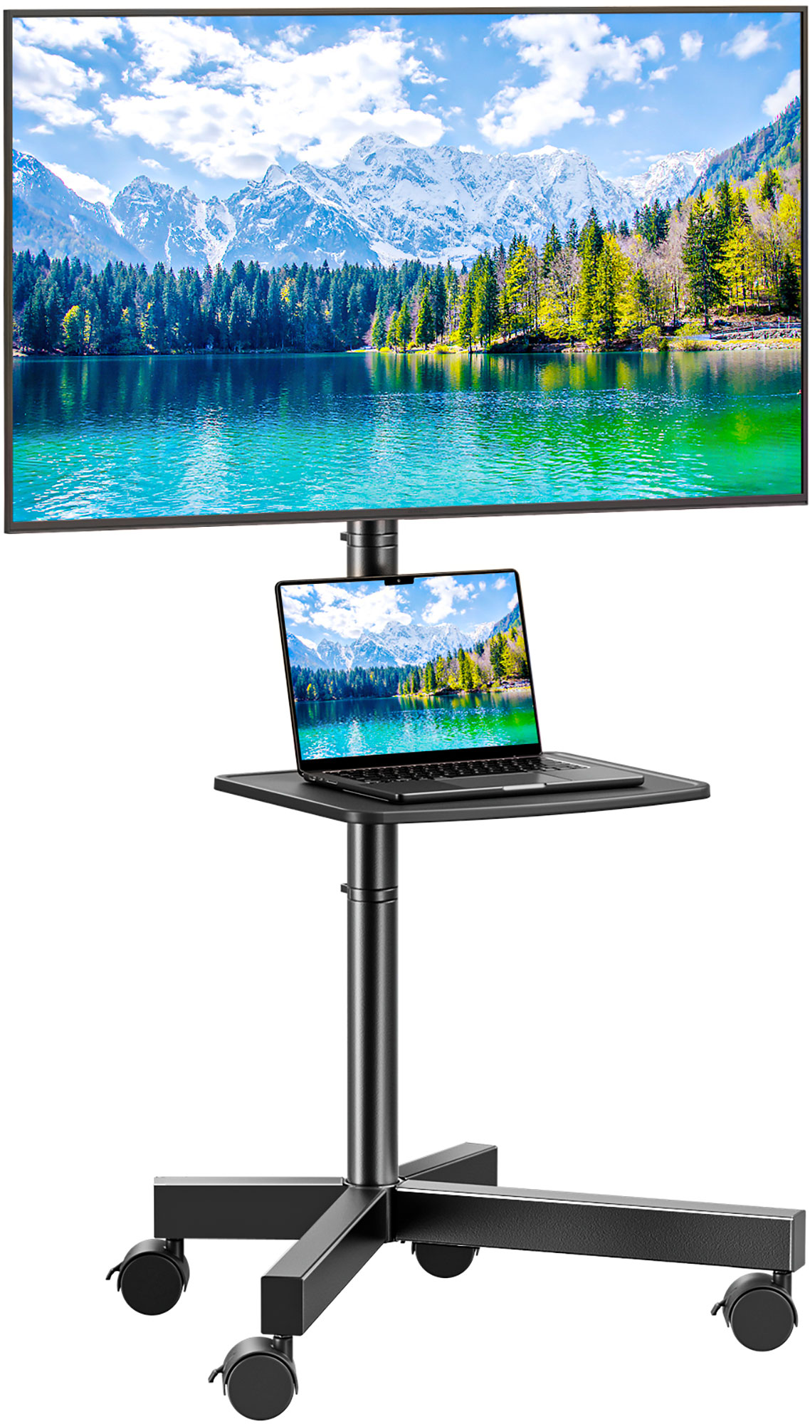 Yaheetech Adjustable Mobile TV Stand with Mount Rolling TV Cart for 32 ...