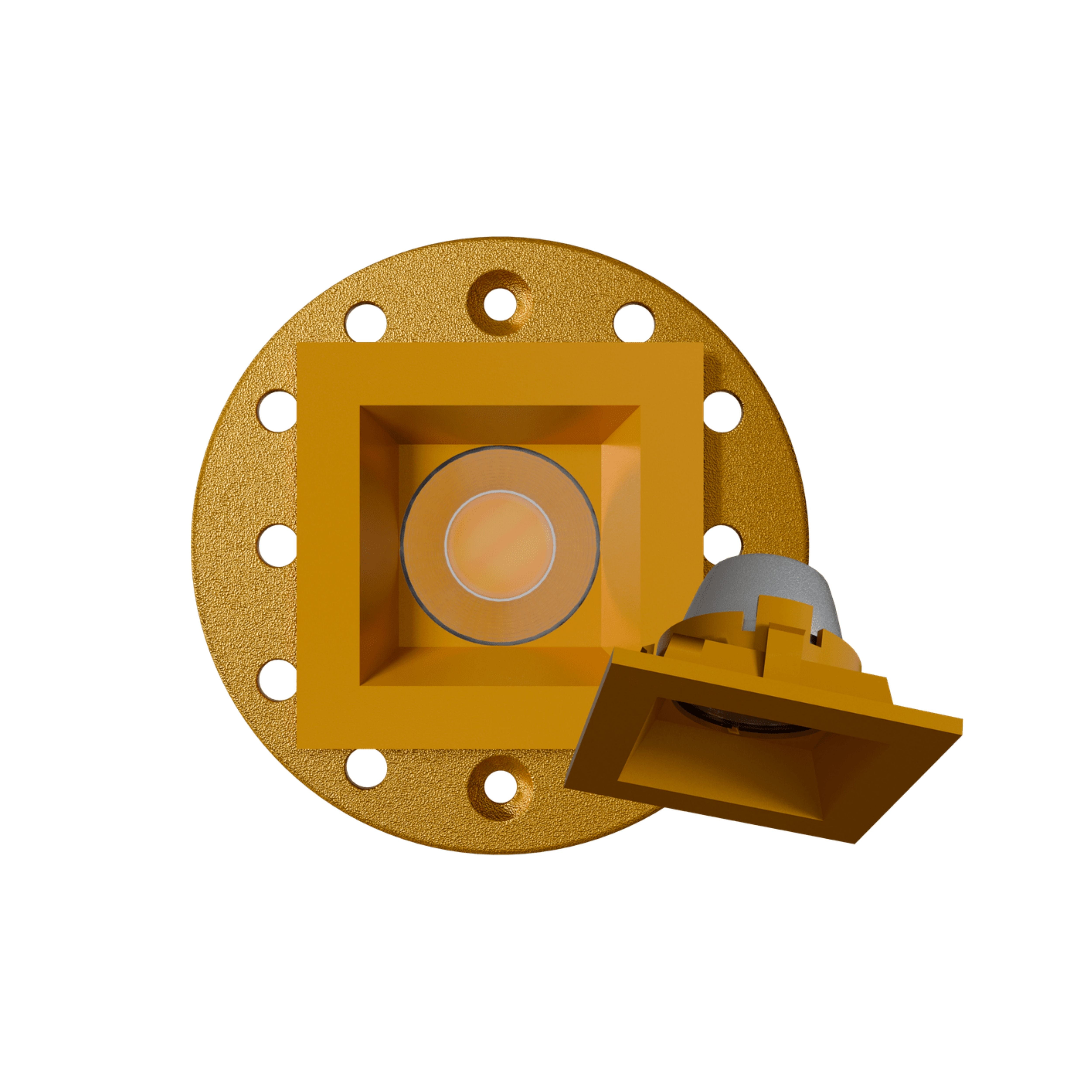 Perlglow 1 Inch Square Brass Finish Downlight Luminaire, LED Recessed ...